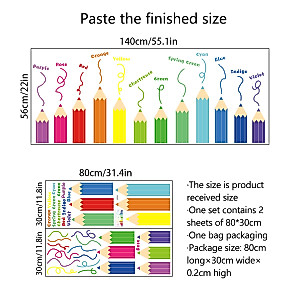 Multicolor Crayons Wall Decal Colorful Inspirational Wall Stickers DIY PeeI and Stick Pens Wall Decals Nursery Wall Sticker for Babys Kids Bedroom Living Room Classroom Office Kitchen Playroom Home