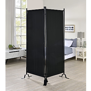 Proman Products FS17184 Galaxy II Indoor/Outdoor Room Divider (2-Panels, 24" w/Panel), Water Repellent Fabric, Metal Frame, 50.25" W x 12" D x 71" H, Black