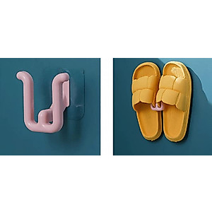 CHNLML Slippers Hook Bathroom Shower flip Flops Adhesive Storage Organizer Rack Saving Space Babouche Sticky Holder (Pink)