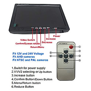 7 inch Car Monitor HUINETUL 12V 24V HD TFT Color LCD Backup Car Display Screen Monitor for Car Truck Caravan Camera/DVD/Satellite Receiver 1024x600p Fit AHD/NTSC/PAL