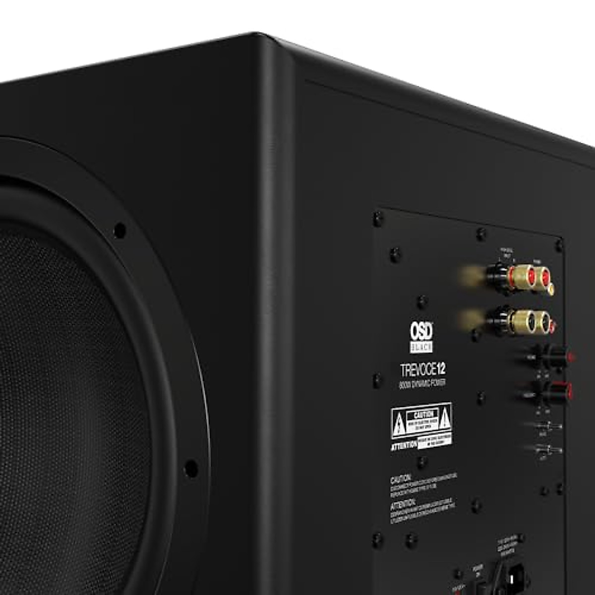 OSD Trevoce 12" Triple Driver Active Subwoofer 800W, Native EQ 15Hz Bass Response, Faux Leather Finish