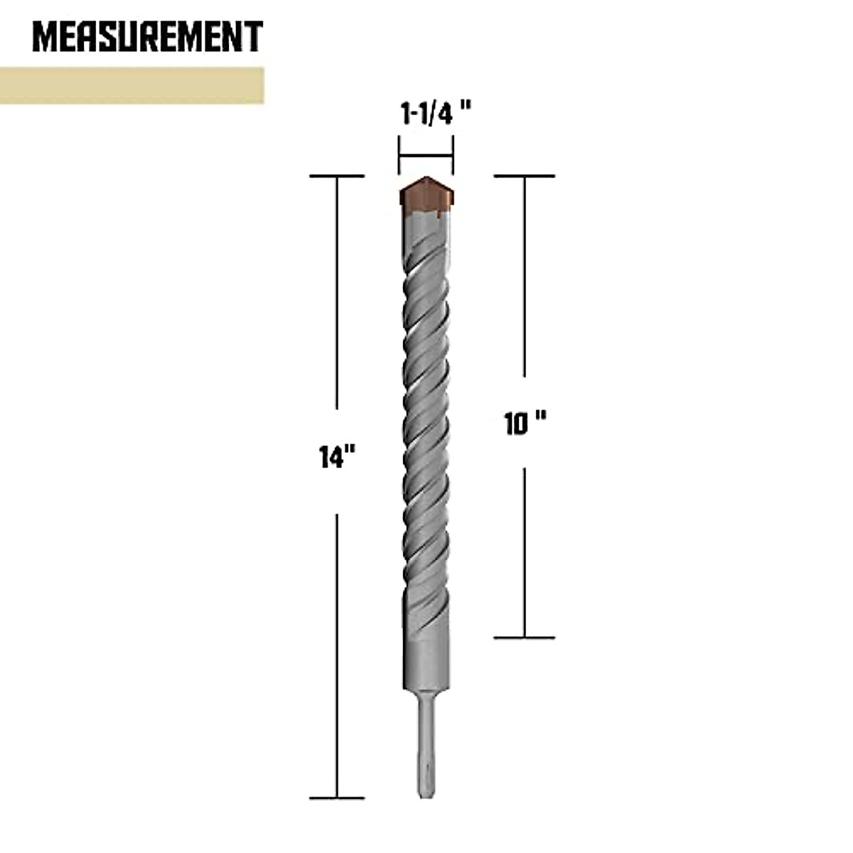 TANG SDS Plus 1-1/4 Inch x 13-3/4 Inch Roatry Hammer Drill Bit for Concrete Brick Cement Surface
