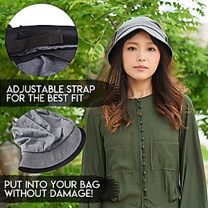 CHARM Womens Organic Cotton Sun Hat - SPF50 Japanese Design Soft UV Protection Anti-Aging Dark Gray