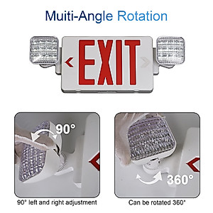 TANLUX Red Exit Sign with Emergency Lights, LED Emergency Exit Light with Battery Backup, UL Listed, AC 120/277V, Commercial Emergency Lights Combo for Business - 1 Pack
