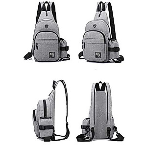 DOUBLE A IRON Sling Bag Crossbody Shoulder Multipurpose Casual Daypacks with Earphone Hole for Men Women - Gray
