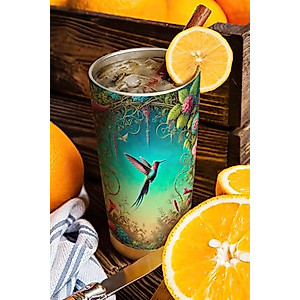 20oz Hummingbird Tumbler, Gifts for Hummingbird Lovers, Coffee Thermos for Women, Stainless Steel Double Wall Vacuum Insulated Coffee Mug, Travel Cup with Lid