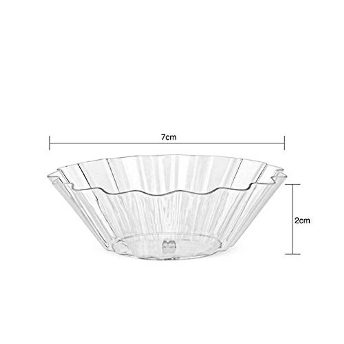 Healthcom 50 Pcs 3 inch Mini Clear Plastic Appetizer Plates Dessert Plates Flower Ice Cream Dessert Bowls Tasting Bowls Dishes Serving Plates Dip Sauce Snacks Plates Small Serving Cup Party Supplies