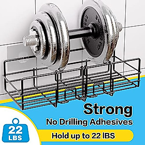 Goabroa No Drilling Shower Caddy Basket Shelf, 3 Pack Self Adhesive Shower Shelves with Soap Holder and Hooks, Multifunctional Wall Storage Organizer for Bathroom
