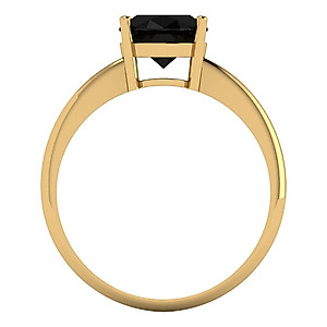 2.0 ct Oval Cut Solitaire Natural Black Onyx Engagement Wedding Bridal Promise Anniversary Ring 18K Yellow Gold Size 3.5
