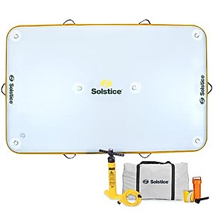 SOLSTICE ORIGINAL Floating Inflatable Dock Platform 8 X 5 FT Float For Lake Boat Pool Ocean | Water Mat Swim Deck Raft For Multiple Adults Kids Dogs | Heavy Duty Dropstitch 6 Inch Thick W/ Bag-&-Pump