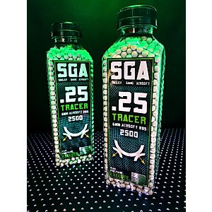 Smiley Gang Airsoft Tracer Green 6mm .25 Gram 2X 2,500 Count BBS (5,000 Total Count)