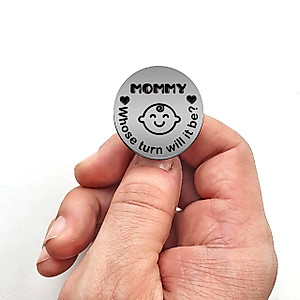 NUREE 2 Pieces New Parent Whose Turn Will It Be Double-Sided Decision Coin for New Mummy Daddy, New Baby Gift for Dad Pregnancy Mom Present Wife Father’s Day, Birthday, Christmas Gift