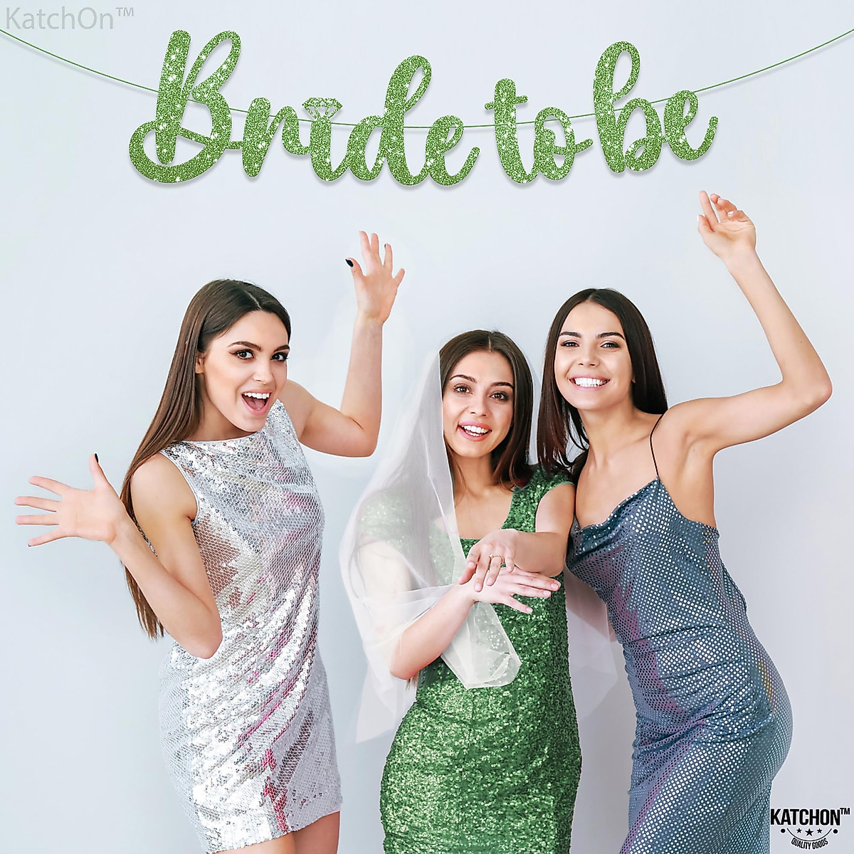 KatchOn, Green Glitter Bride To Be Banner - 10 Feet, No DIY | Green Bride to Be Sign for Bachelorette Party Decorations | Bridal Shower Banner for Bridal Shower Decorations | Bride To Be Decorations