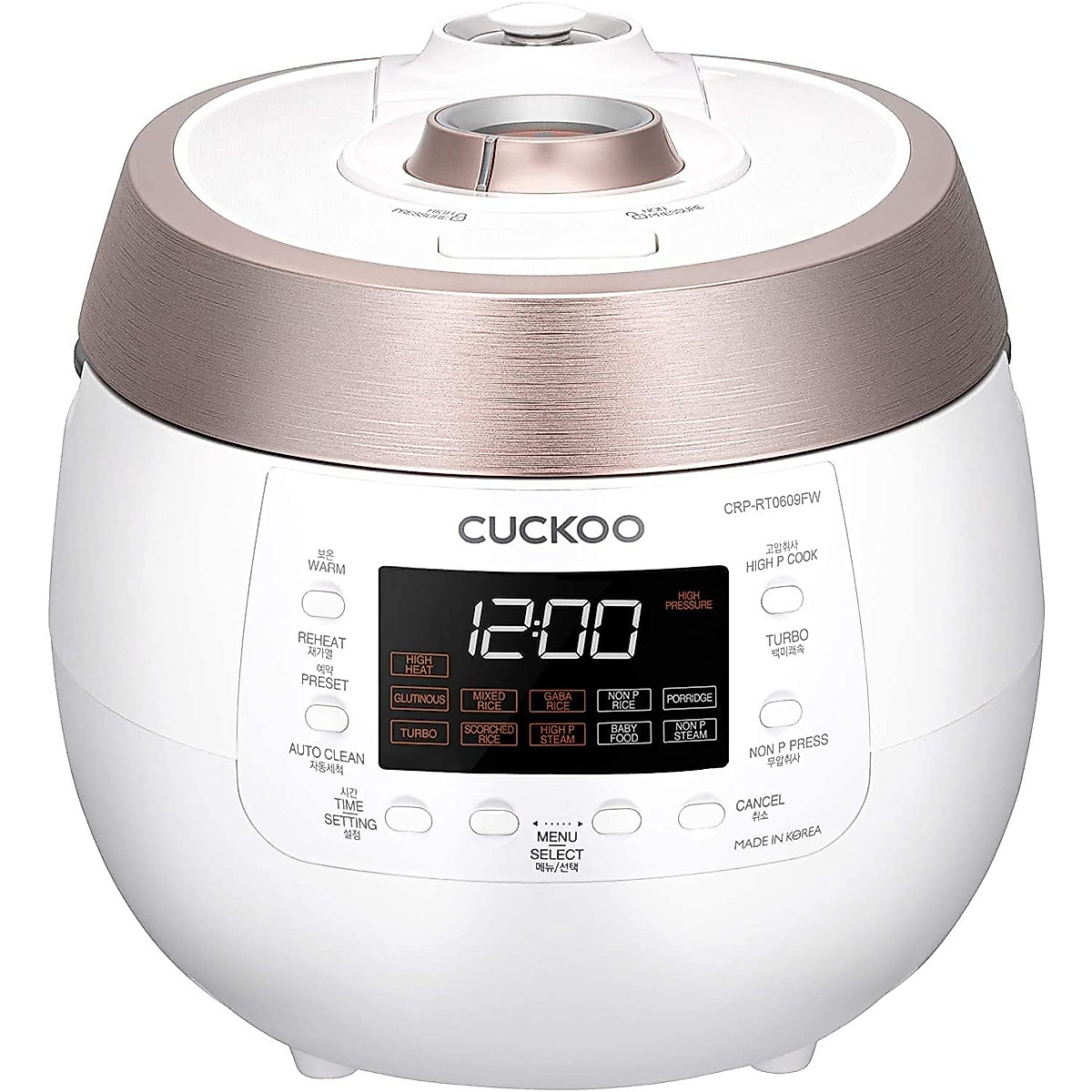 cuckoo CRP-RT0609FW | Twin Pressure rice cooker 6 cup & Warmer with High Heat, GABA, Mixed, Scorched, Turbo, Porridge, Baby Food, Steam (Hi/NonPressure) and more, Made in Korea | White-Renewed