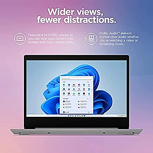 Lenovo IdeaPad 1i Thin Light Laptop, 14" HD Dispay, Intel Pentium N5030(up to 3.10 GHz), Intel UHD Graphics, 4GB RAM, 160GB Storage (128GB eMMC+MTC 32GB Flash Memory), Windows 11 S, Cloud Grey