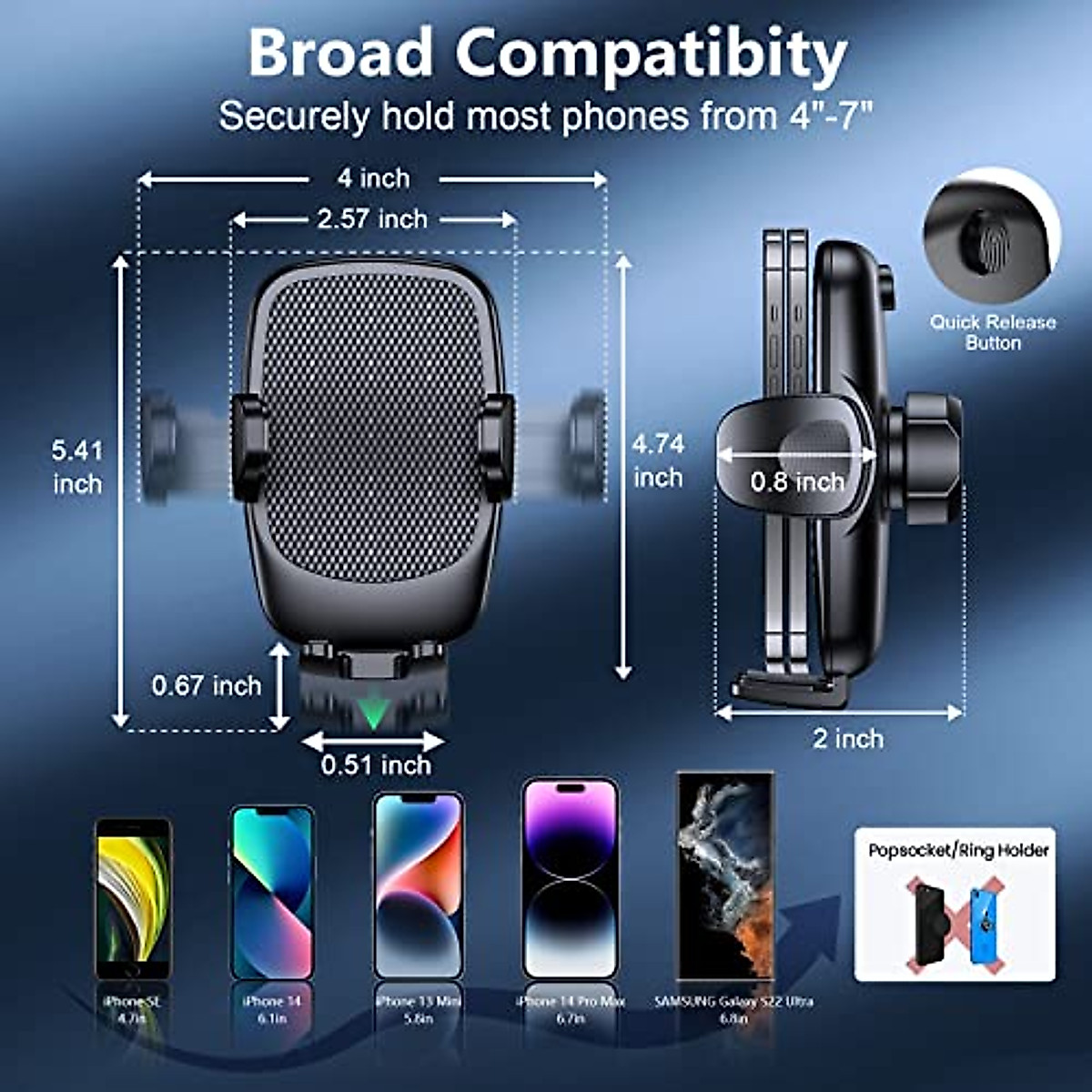 SPIDERCASE [2 Pack] Phone Mount for Car [Universal Air Vent] Car Phone Holder, Military-Grade Shockproof [Up to 7” Phones] [Thick Case Friendly] [Easy Operate] Cellphone Clamp Cradle for All iPhone