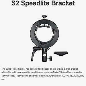 Godox S2 S-Type Speedlite Bracket Bowens Mount Holder for Godox V1 AD200Pro AD400Pro AD200 V860II TT685 TT600 TT350 Flash Strobe Speedlight