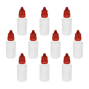 Bettomshin 20Pcs 20ml PE Plastic Squeezable Eye Liquid Dropper Bottles Thin Mouth Lab Reagent Bottle Liquid Sample Seal Sample Storage with Red Cap Translucent