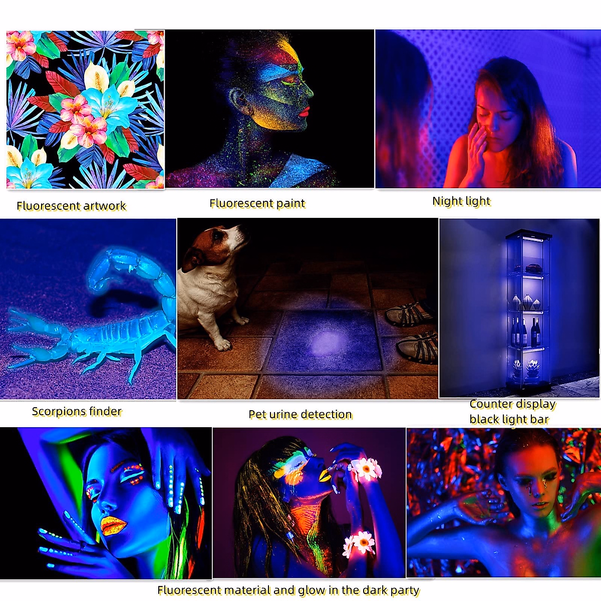 Black Light Bar 10W 1ft LED Blacklight for Fluorescent Tapestry Poster Body Paint Glow Party UV Strip Lights for Cabinet and Display Magnetic THLITURE 2 Pack