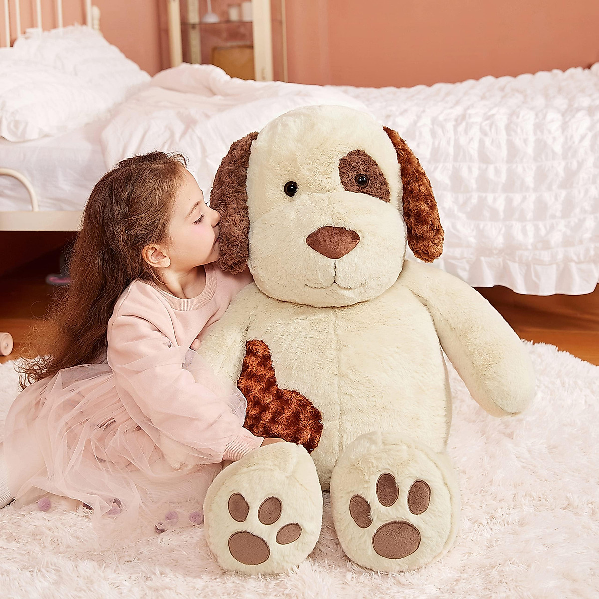 IKASA Giant Dog Labrador Stuffed Animal Plush Toys,Puppy Soft Toy Large Cute Huge Jumbo Big Size Plushie,Gifts for Kids (30 inches, Light Brown)
