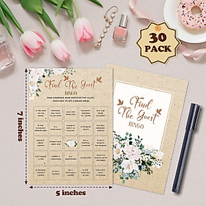 Bridal Shower Games, 25pcs Wedding Shower Bingo Game Cards, Rustic Floral Bachelorette Party Game Ideas, Engagement Bridal Shower Decorations and Gifts - 07