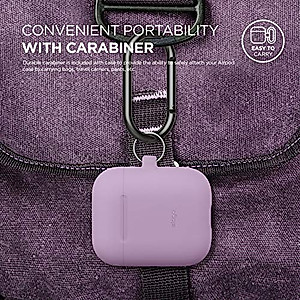 elago Silicone Case with Keychain Compatible with Apple AirPods Case 1 & 2, Front LED Visible, Supports Wireless Charging, Protective Silicone [Lavender]