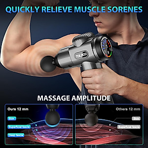 TOLOCO Massage Gun, Deep Tissue Back Massager for Athletes with 10 Massage Heads, Electric Muscle Percussion Massager for Any Pain Relief, FSA and HSA Eligible, Grey