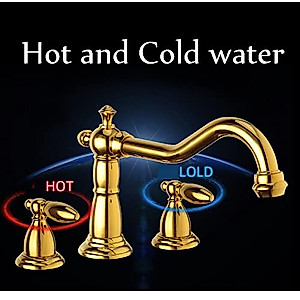 GeRRiT Faucet Bathroom Sink Tap Gold Chrome Solid Brass Bathroom Basin Faucet Mixer Tap, Antique Brass Black Kitchen Sink Faucet, Dual Handles 3Pcs Bathtub Faucet Basin Taps
