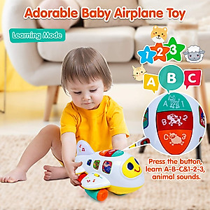 Baby Toy for 1 Years Old Boys Girls Gift Bump & Go Airplane Crawling Baby toys 12-18 Months Infant Tummy Time Toys with Light & Sound for 6 7 8 9 10 11 12 Month Walking Music First Birhthday Gift Toys