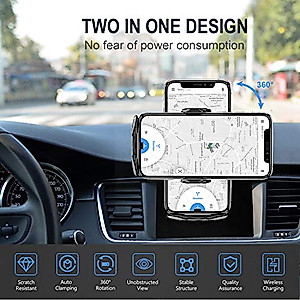 YITUMU Wireless Car Charger,15W Qi Fast Charging Auto-Clamping Car Phone Holder, Air Vent Windshield Dashboard Car Phone Mount,Long Arm Suction Cup Phone Holder for iPhone Samsung LG