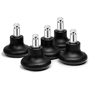 Bell Glides Replacement Office Chair or Stool Swivel Caster Wheels to Fixed Stationary Castors, Low Profile Bell Glides with Soft Rubber Bottom Instead of Self Felt Pads, Chair Feet Wheel Stopper