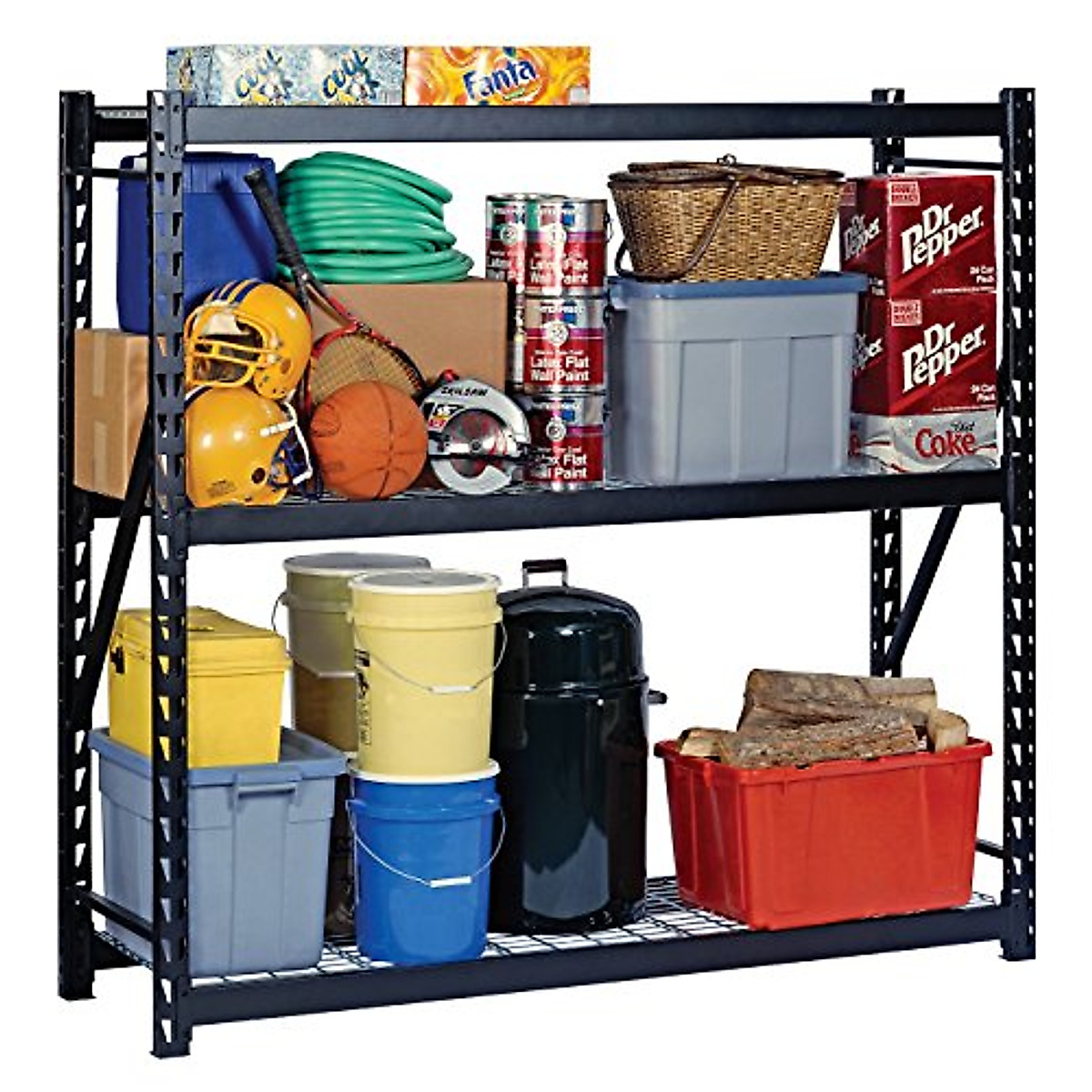 Sandusky Lee Muscle Rack ERZ772472WL3 Black Heavy Duty Steel Welded Storage Rack, 3 Shelves, 1,000 lb. Capacity per Shelf, 72" Height x 77" Width x 24" Depth, Pack of 1