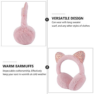 SOIMISS Winter Earmuff for Cute Cat Ear Muffs Plush Sequin Foldable Earmuffs Ear Warmer for Girls Boys