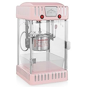 Olde Midway Retro-Style Popcorn Machine with 2.5-Ounce Kettle, Vintage Tabletop Popper, Pink