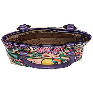 Anna by Anuschka Women's Genuine Leather Large Classic Shopper | Hand Painted Original Artwork | Tropical Toucan, One Size