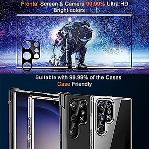 Milomdoi [2+3Pack] 9H for Samsung Galaxy S23 Ultra Screen Protector Tempered Glass Accessories, 2 Pack Full Coverage Screen Protector for Samsung S23 Ultra 5G 3 Pack camera lens protector case fit