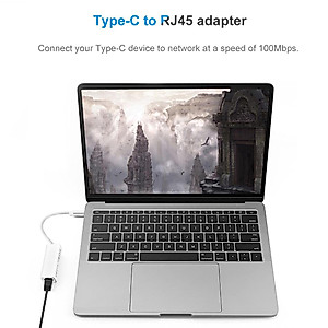Bewinner USB C to RJ45 Adapter Portable, USB 3.1 USB C to RJ45 100Mbps Ethernet LAN Network Adapter Converter for MacBook USB C Laptop