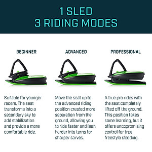 Gizmo Riders Skidrifter Sled for Kids, Snow Sled with Brake for Ages 3 and Up, Weight Capacity 150 lbs (Mystic Green)