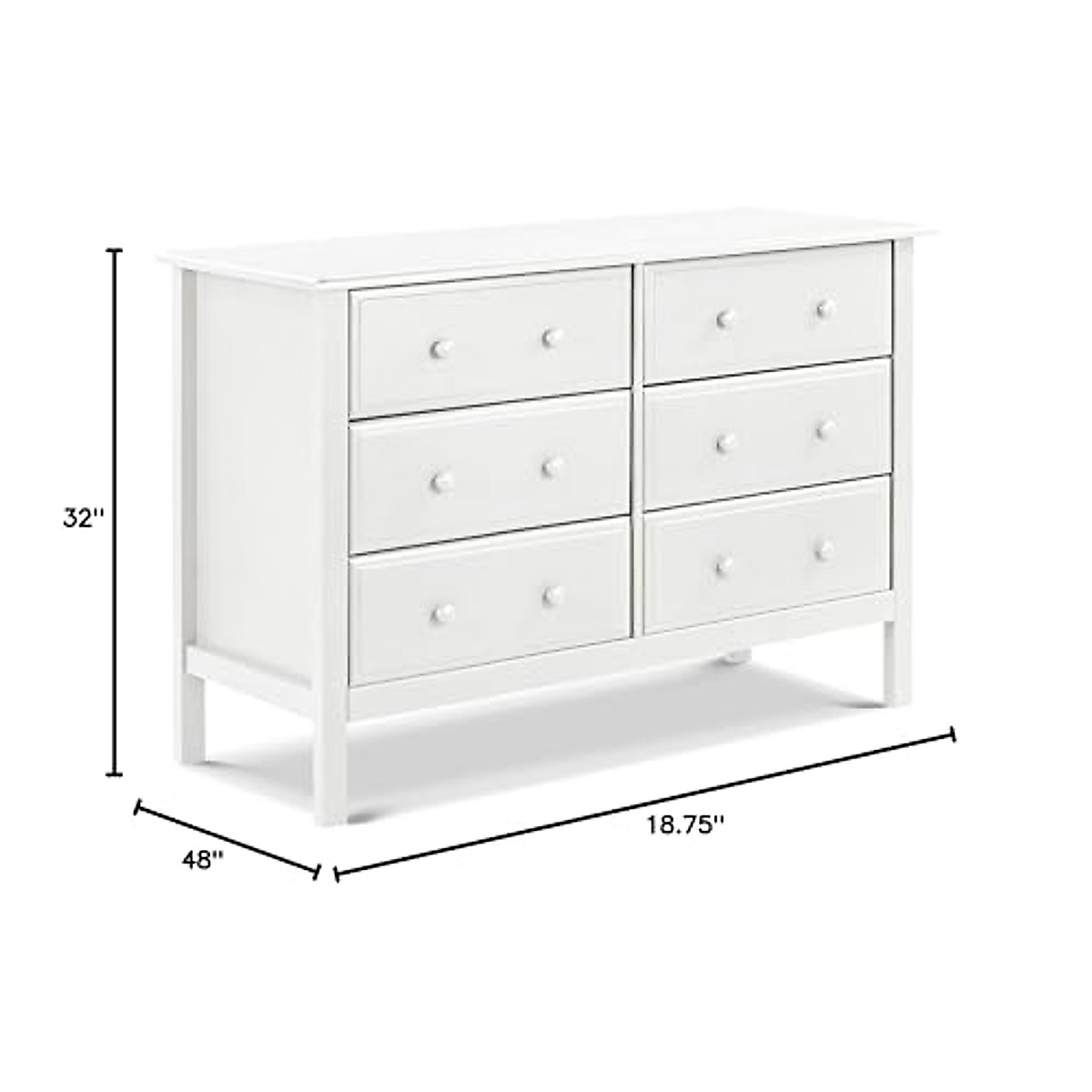 DaVinci Jayden 6-Drawer Double Wide Dresser in White, Greenguard Gold Certified