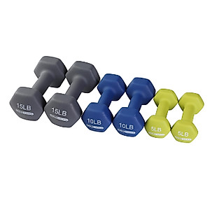 HolaHatha Neoprene Dumbbell Weights Set & Rack for Home Workout, 60 Lbs, Multicolor