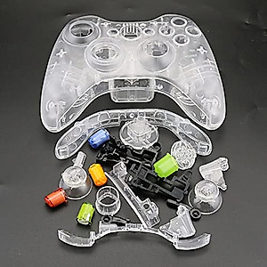 Full Hard Case Housing Shell Buttons Mod Kit Component Cover for Xbox 360 Game Controller (A-Clear)