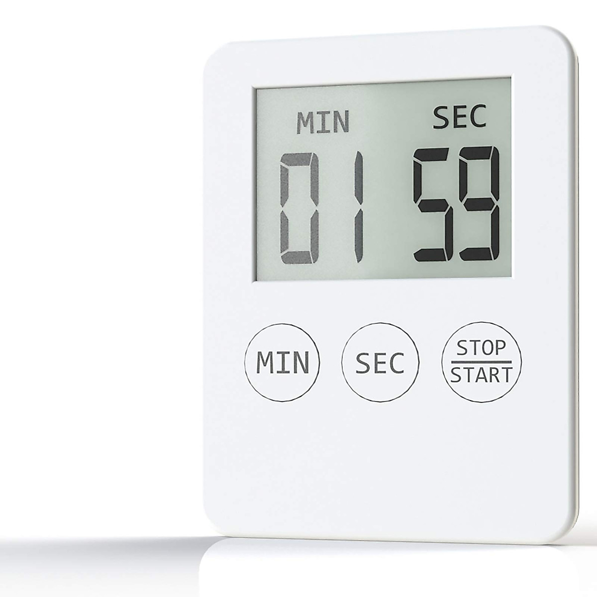 Attom Tech Ultra Slim Kitchen Timer, Thin Small Digital Mini Cooking Timer with Alarm and Magnet Back for Cooking Baking Sports Nap Games Office(White) (2)