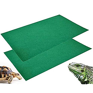 2Pcs Reptile Carpet Terrarium Bedding Substrate Liner Carpet for Lizard, Turtles, Snakes, Bearded Dragon, Iguana Supplies Mat Green
