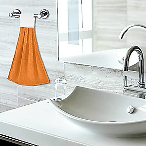 Orange Halloween Kitchen Hanging Towel 12 x 17 in Bath Bathroom Towels Hand Tie Towel Set 2 Pcs Tea Bar Dish Cloths Dry Towel Soft Absorbent Durable for Laundry Room Decor