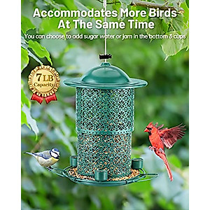 Bird Feeders for Outdoors Hanging,7lb/15 Cups Large Capacity Bird Feeder W/ 3Water Cups and 360° Circular Perch,Wild Bird Feeder as Gift for Bird Lovers Garden Patio Cardinals,Blue Jay Chicken Feeder