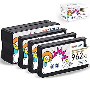 INKCLOUD 962XL High-Yield Ink Cartridges Replacement for HP 962 962 XL for HP OfficeJet Pro 9015e 9025 9018 9015 9025e 9010 9012 9020 9022 9026 9027 9028 Printer (Black, Cyan, Magenta, Yellow) 4 Pack