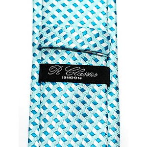 Retreez Wavy Zig Zag Stripe Pattern Woven Skinny Tie - Turquoise
