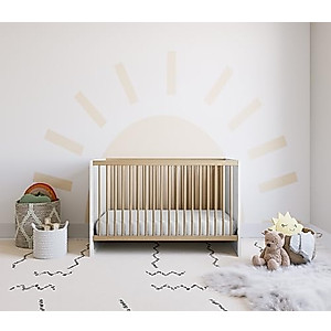 Storkcraft Calabasas 3-in-1 Convertible Crib (White with Driftwood) – GREENGUARD Gold Certified, Fits Standard Crib Mattress, Converts to Toddler Bed, Modern Style, Easy 30-Minute Assembly