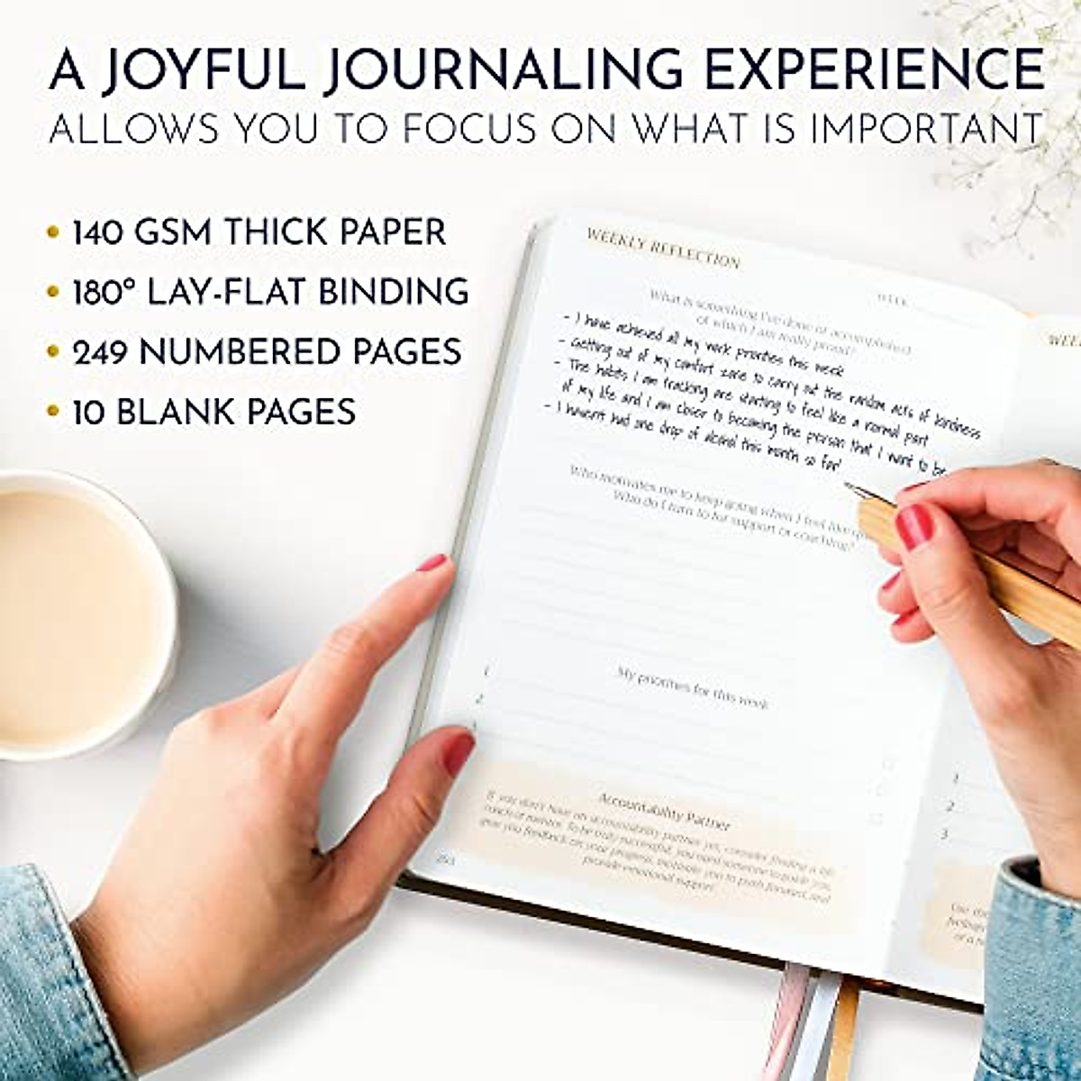 Gratitude Journal for Women - 5 Minute Journal a Day for Positivity and Mindfulness - Guided Journal with Prompts, Affirmation Journal, Mindfulness Journal for Women, Daily Journal for Self Care