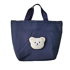 Josfey Kawaii Lunch Bag Cute Lunch Box Aesthetic Lunch Bag Insulated Lunch Bag Women Lunch Box Lunch Bag for Women (Navy Blue-A)